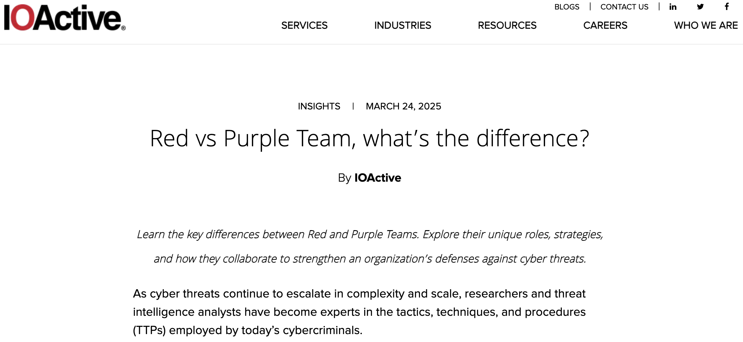 Red vs Purple Team, what’s the difference? - IOActive